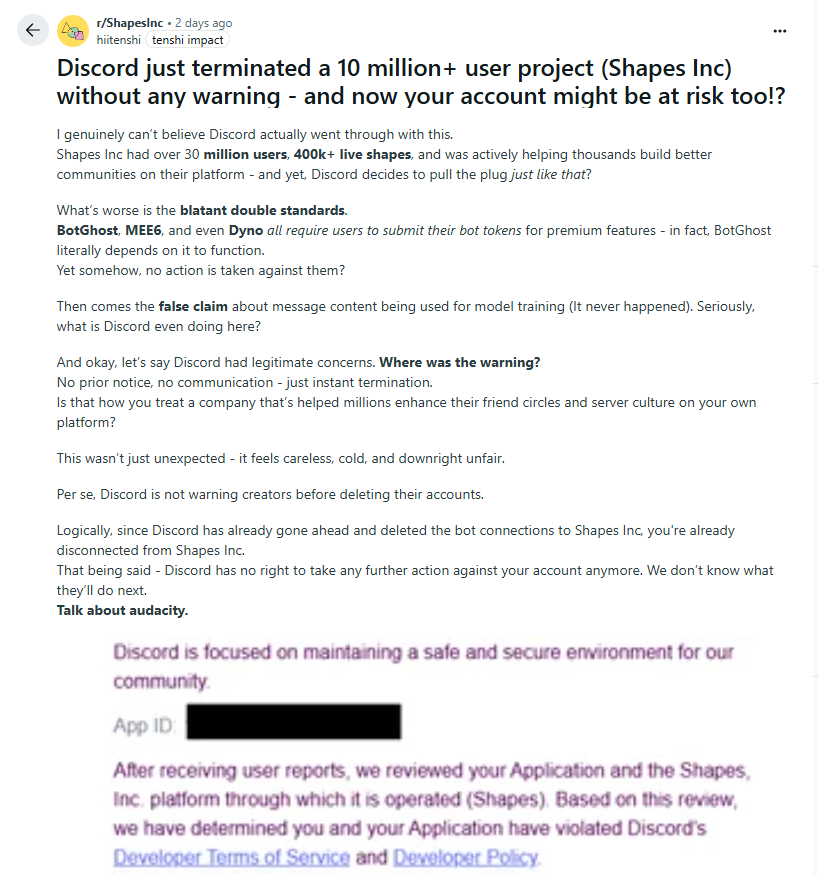 Shapes, Inc got mass-terminated by Discord! - Alon Alush